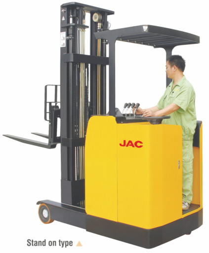 Stand Up High Lift Reach Truck Forklift 1 Ton Low Noise Max Lift Height ...